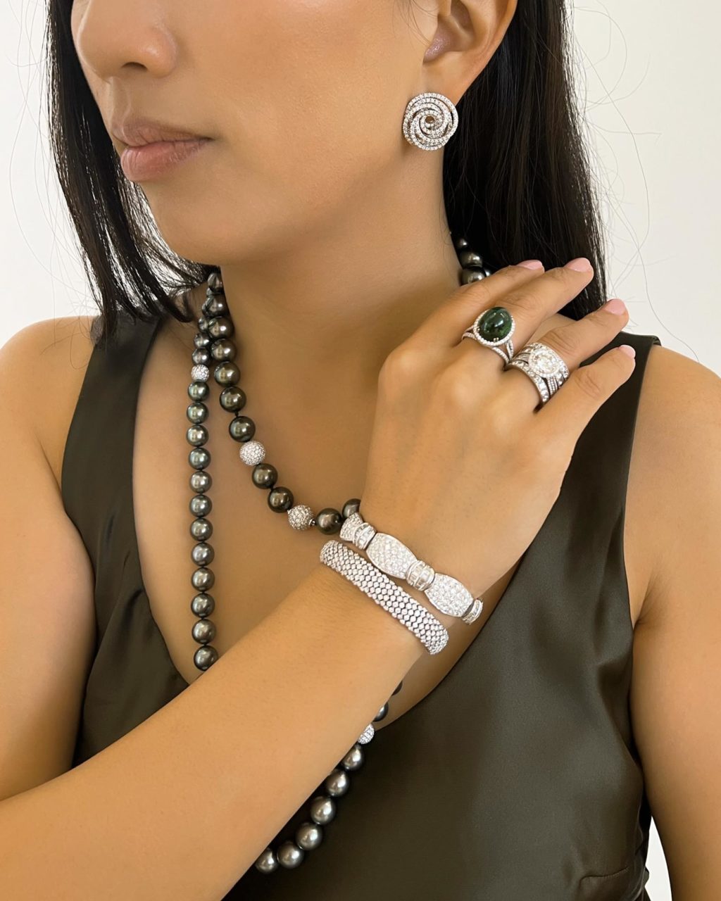 Cabochon Green Tourmaline and Diamond Ring – Turgeon Raine