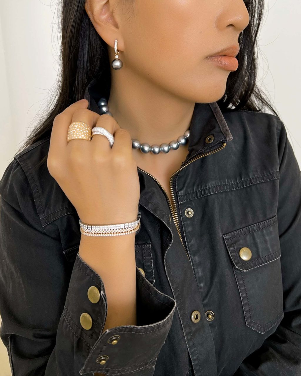 Rose and White Gold Diamond Flyover Ring - Turgeon Raine