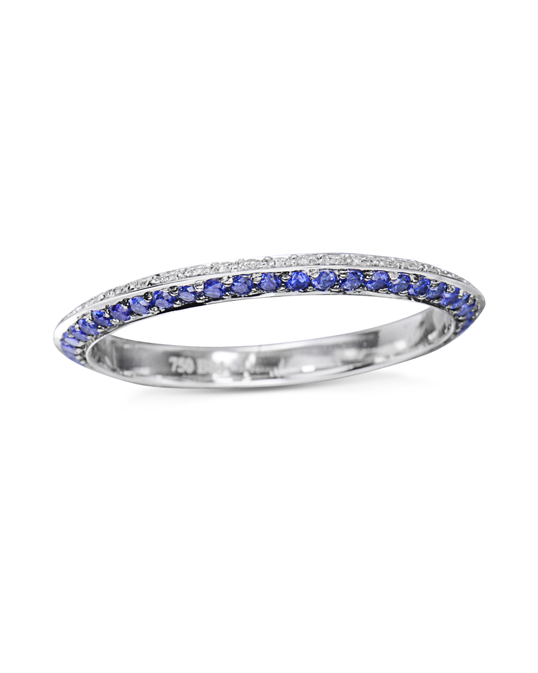 Blue Sapphire and Diamond Knife Edge Eternity Band by Bez Ambar ...