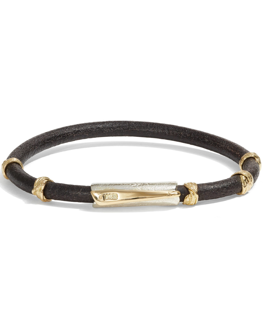 Round Leather, Yellow Gold and Silver Bracelet – Turgeon Raine