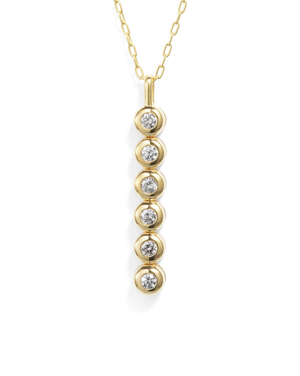 Round Brilliant Cut Diamond and Yellow Gold Stick Pendant – Turgeon Raine