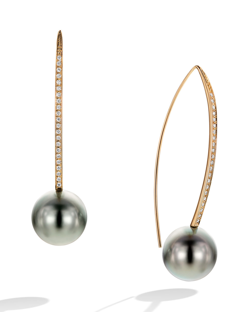 Marutea Pearl and Full-Cut Diamond Hook Earrings - Turgeon Raine