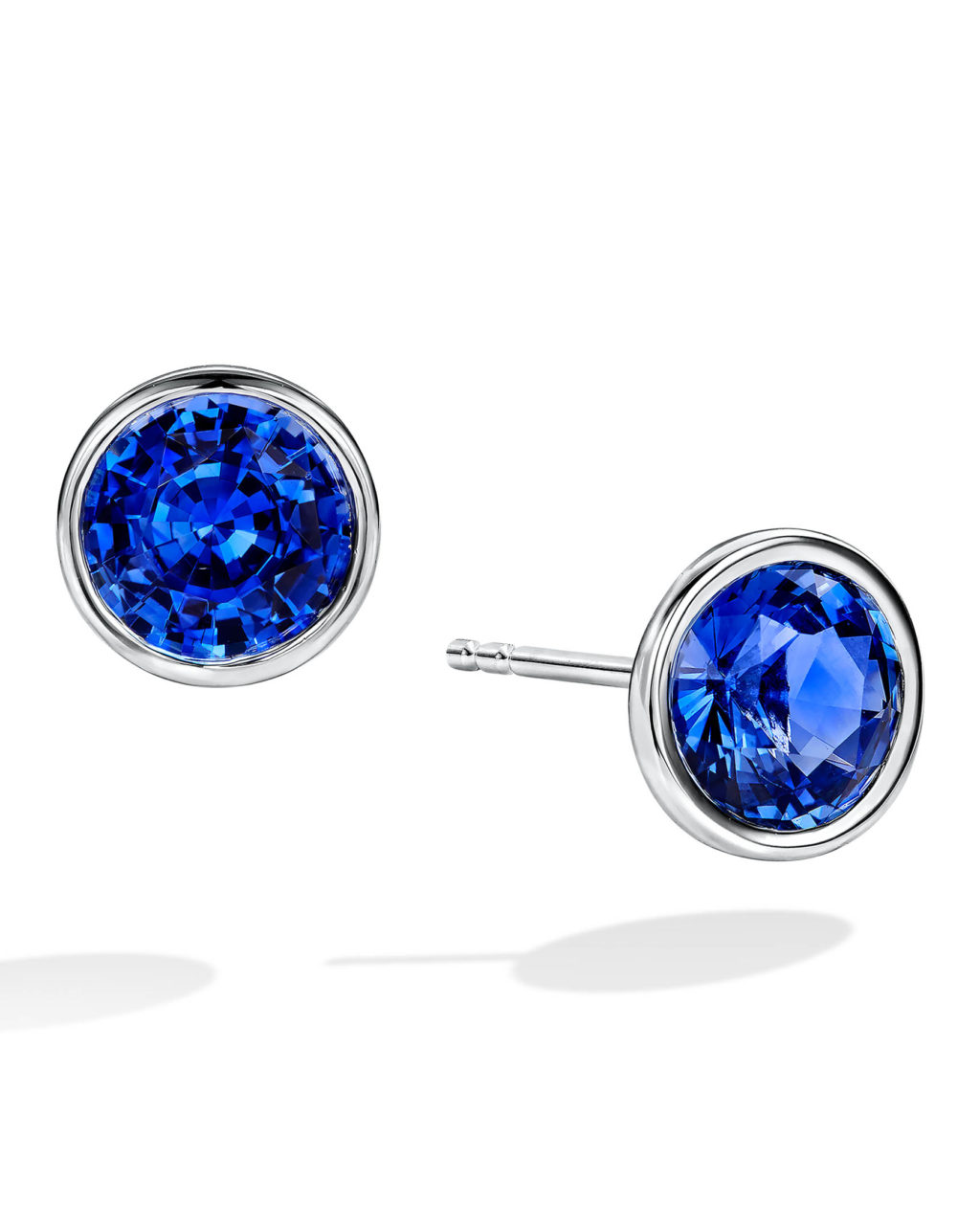 Bezel-Set Round Blue Sapphire Stud Earrings – Turgeon Raine